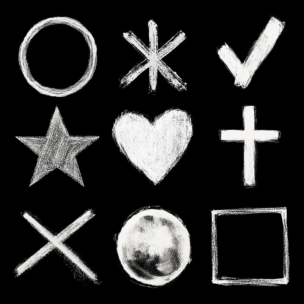 white hand drawn chalk doodles | Premium Editable Design - rawpixel