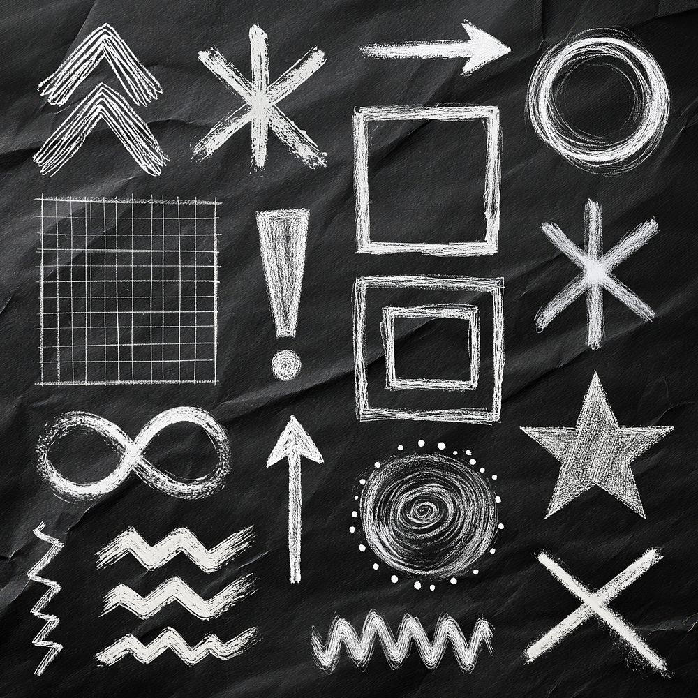 white hand drawn chalk doodles | Premium Editable Design - rawpixel