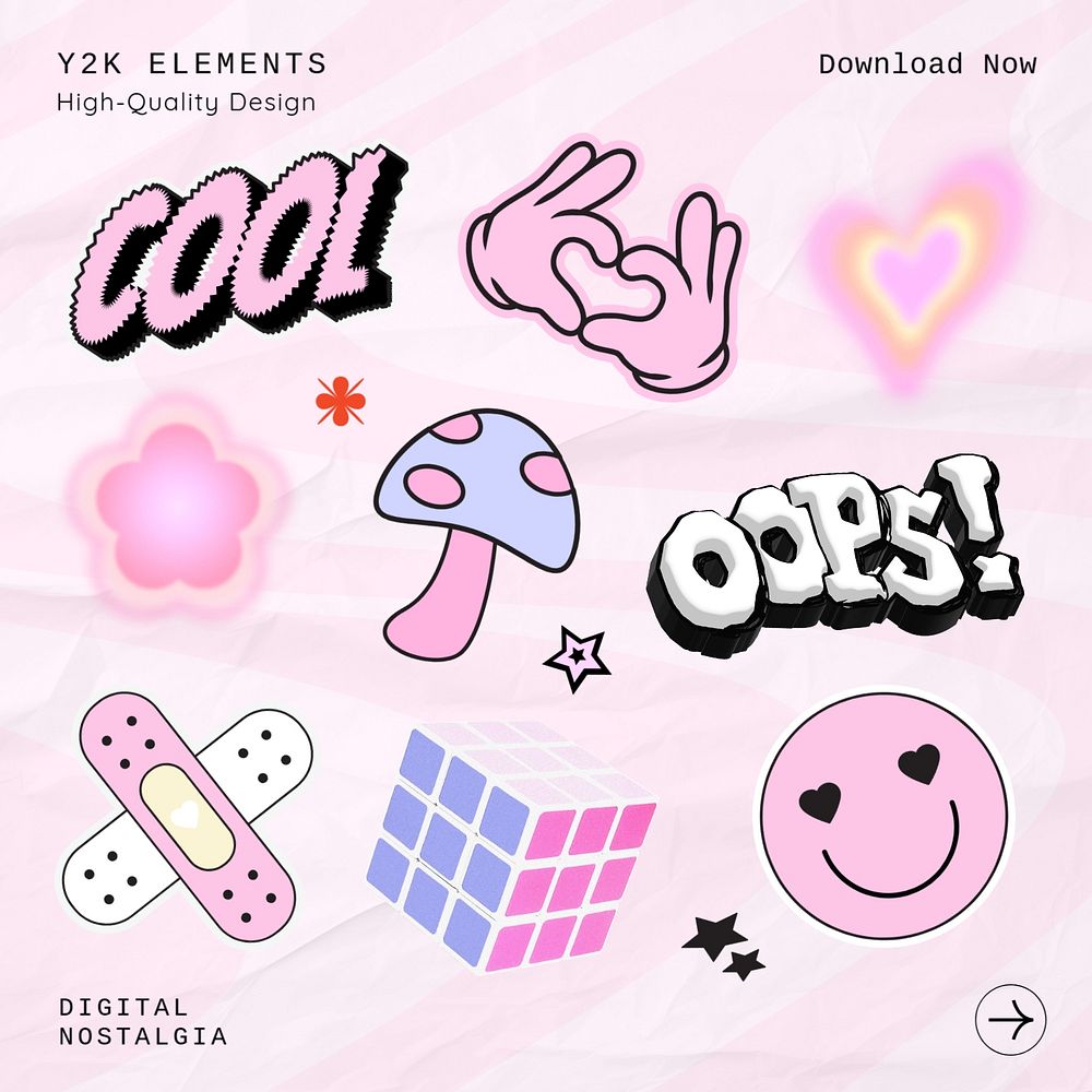 Y2k graphic elements Instagram post | Premium Editable Template - rawpixel