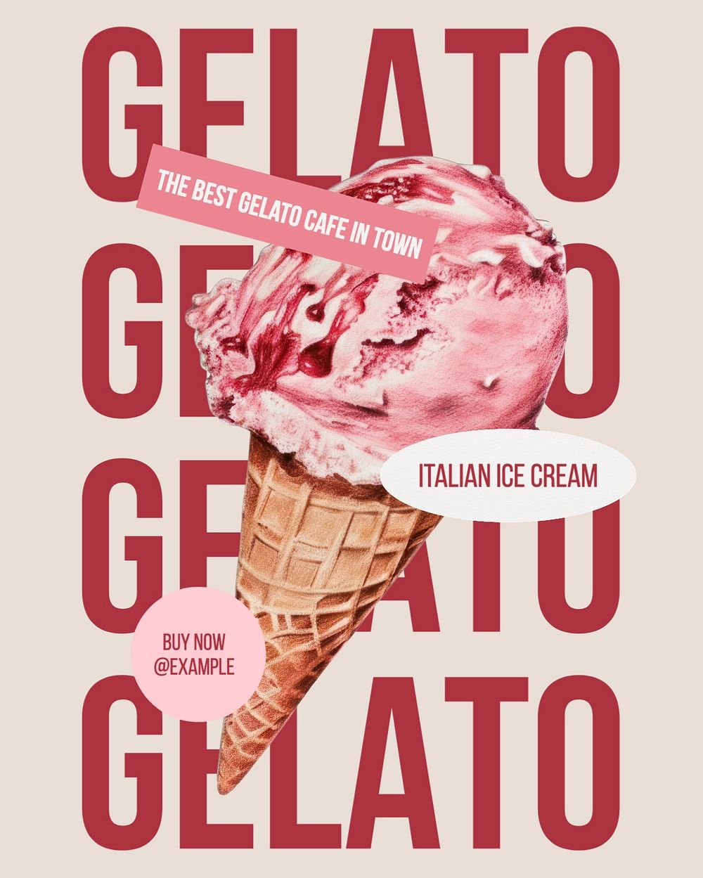 Gelato ice cream, Instagram post | Premium Editable Template - rawpixel