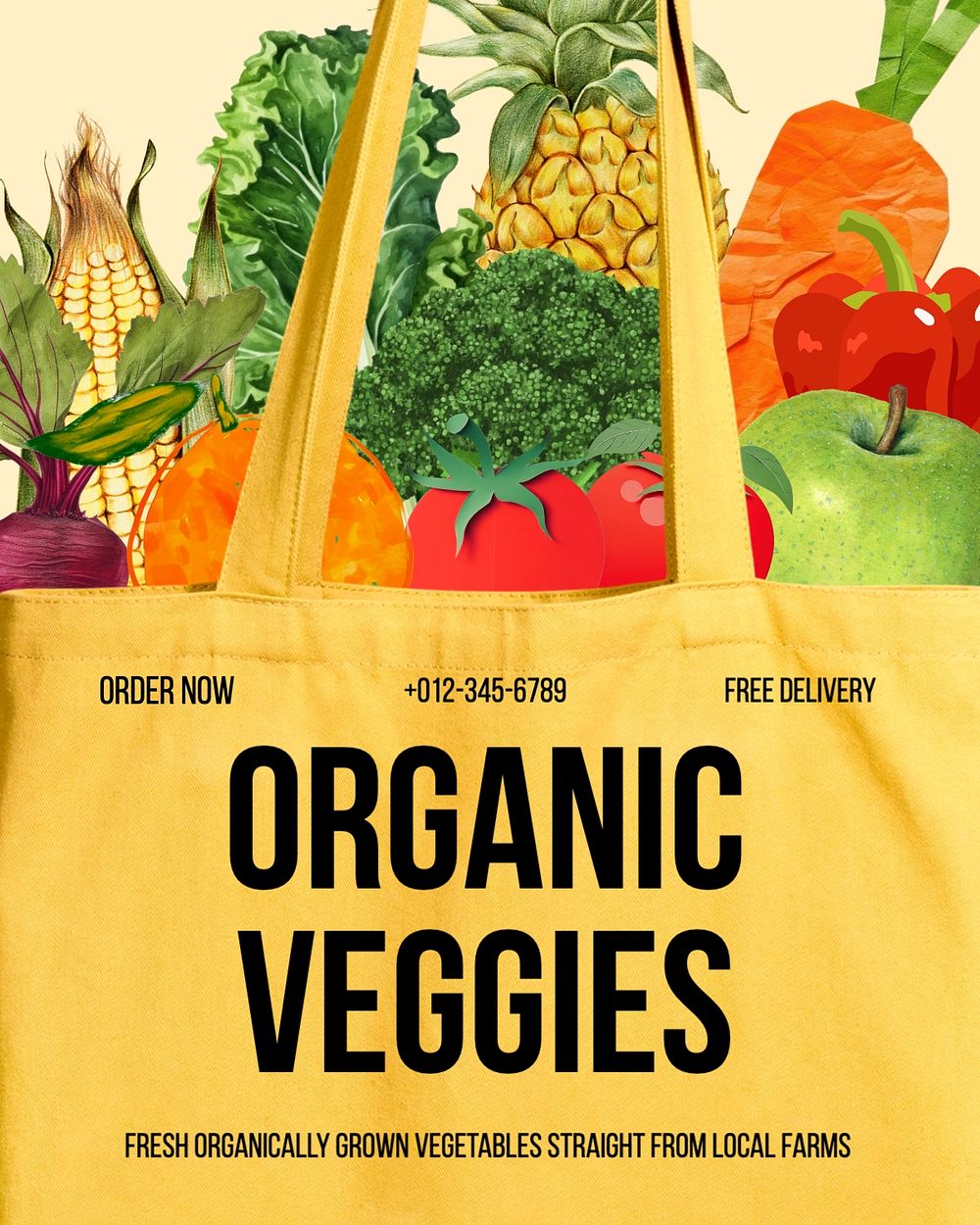 Organic veggies, Instagram post template, | Premium Editable Template ...