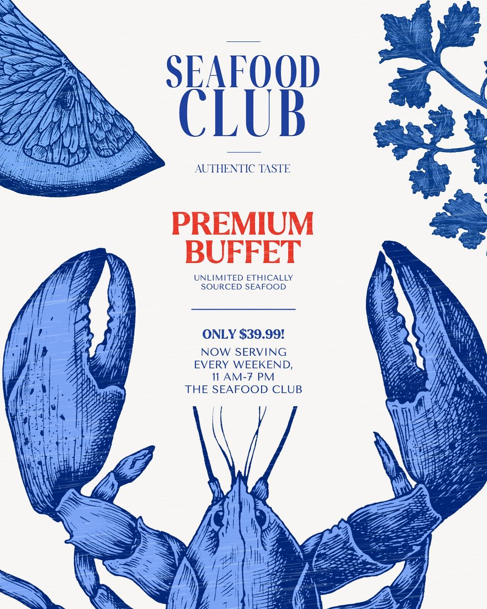 Seafood restaurant fish, Instagram post | Premium Editable Template ...