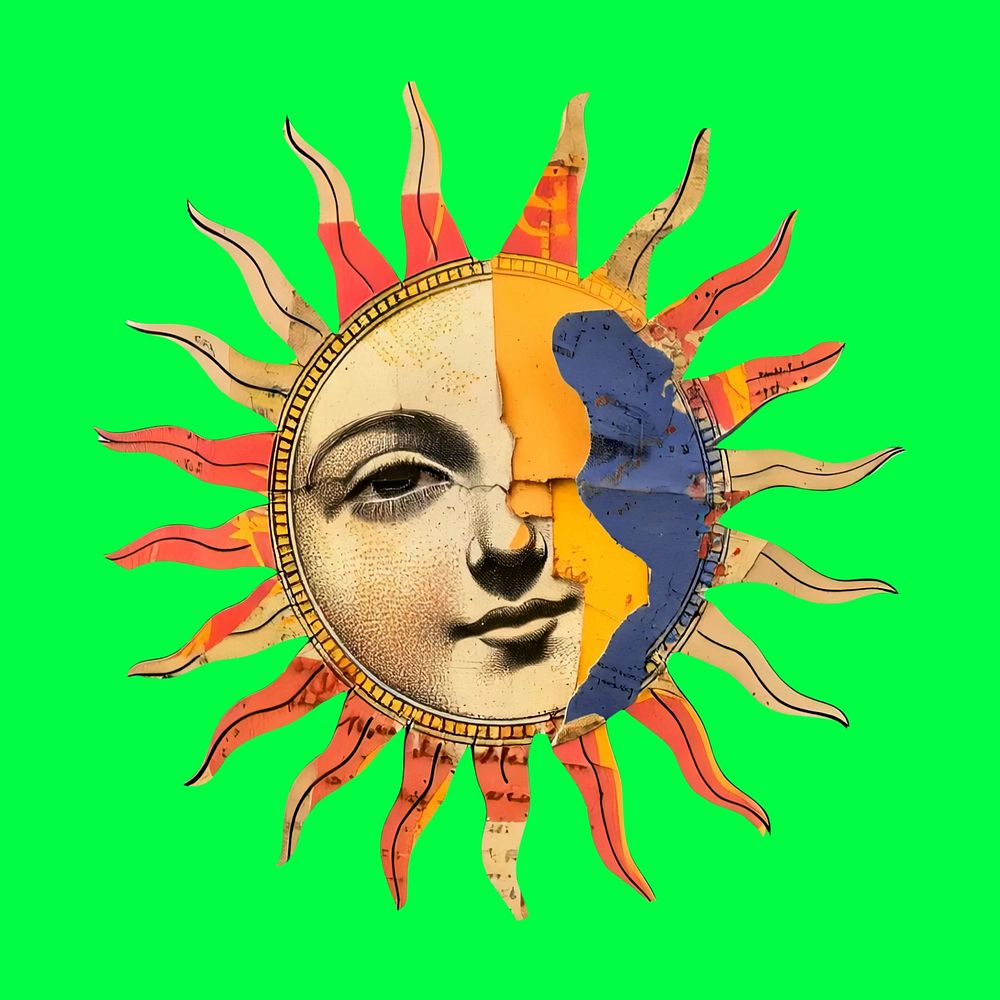 Vintage sun collage art animation, | Free Video - rawpixel