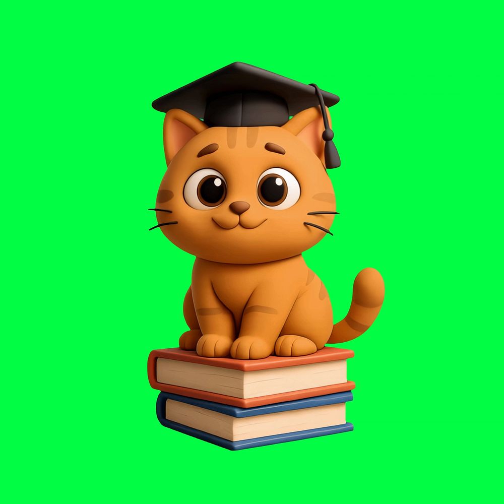 Graduated cat atop books animation | Free Video - rawpixel