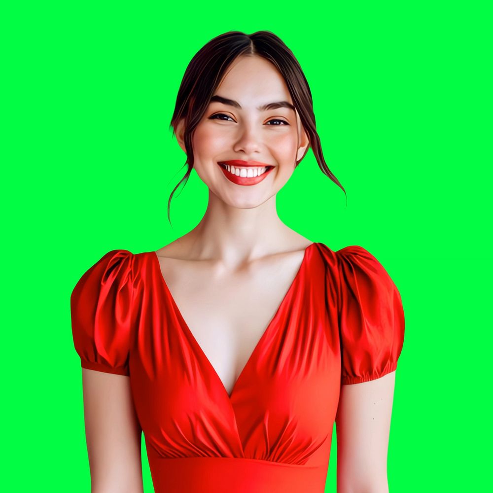 Smiling woman red dress animation | Free Video - rawpixel