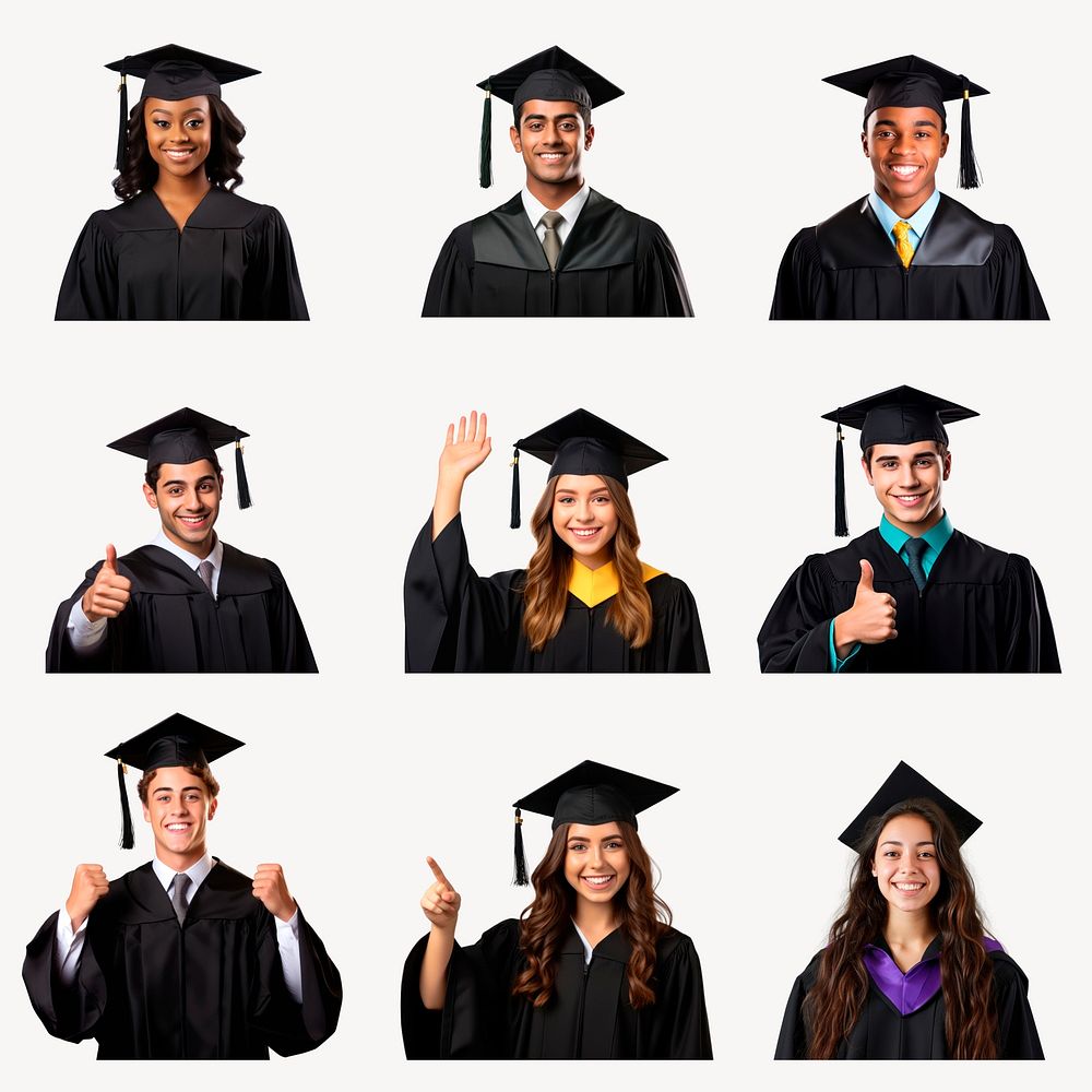 Graduates celebrating academic achievement set | Free PSD - rawpixel
