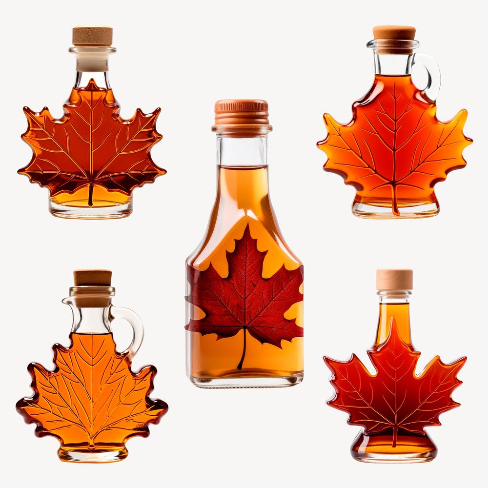 Maple syrup bottles set psd | Free PSD - rawpixel