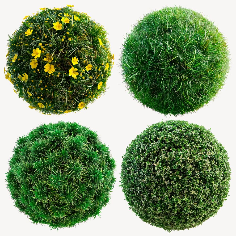 Spherical green plants set psd | Free PSD - rawpixel