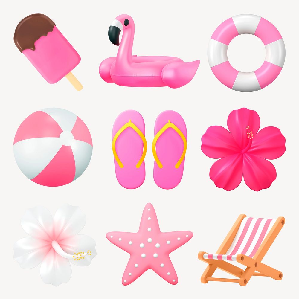 Summer beach fun essentials set | Premium PSD - rawpixel