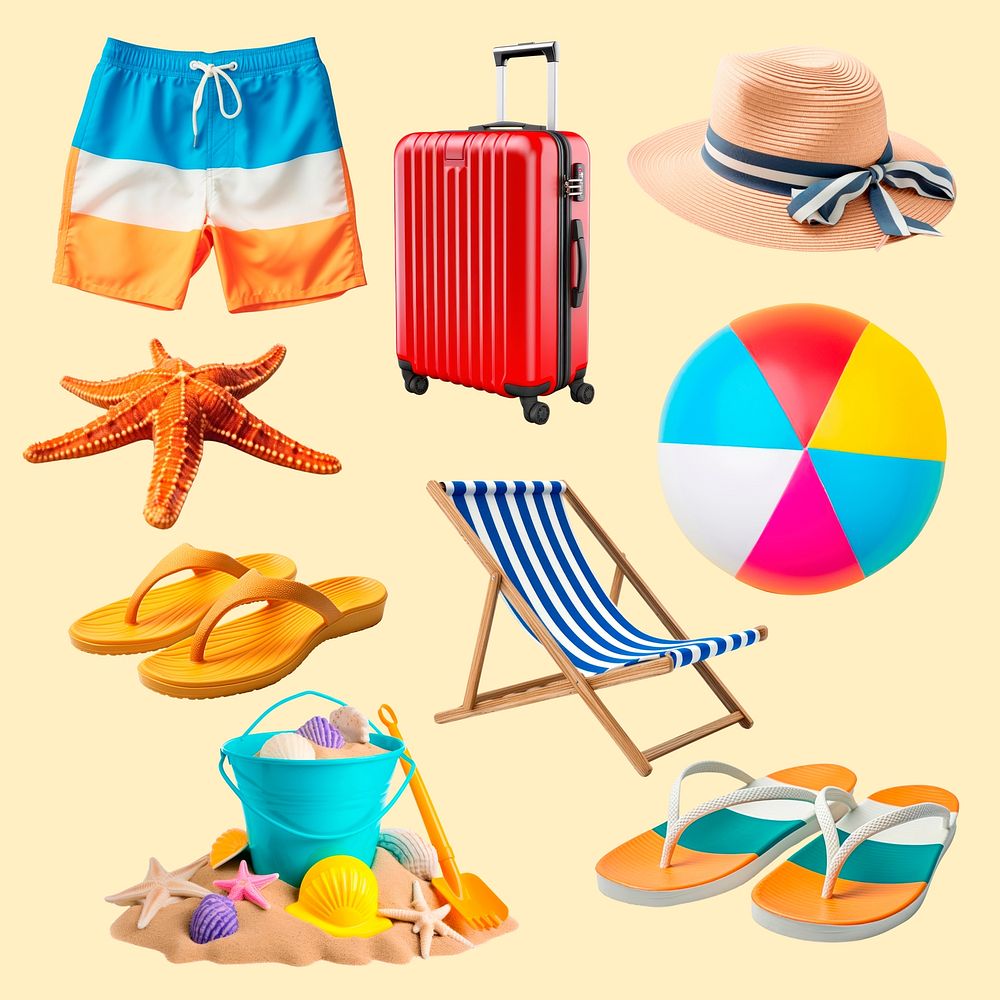 Colorful summer vacation essentials set | Free PSD - rawpixel