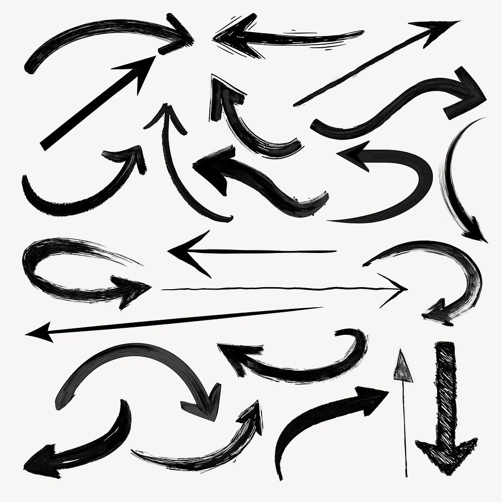 Hand-drawn black arrows set psd | Free PSD - rawpixel