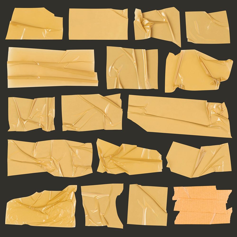 Various wrinkled yellow tapes set | Free PSD - rawpixel