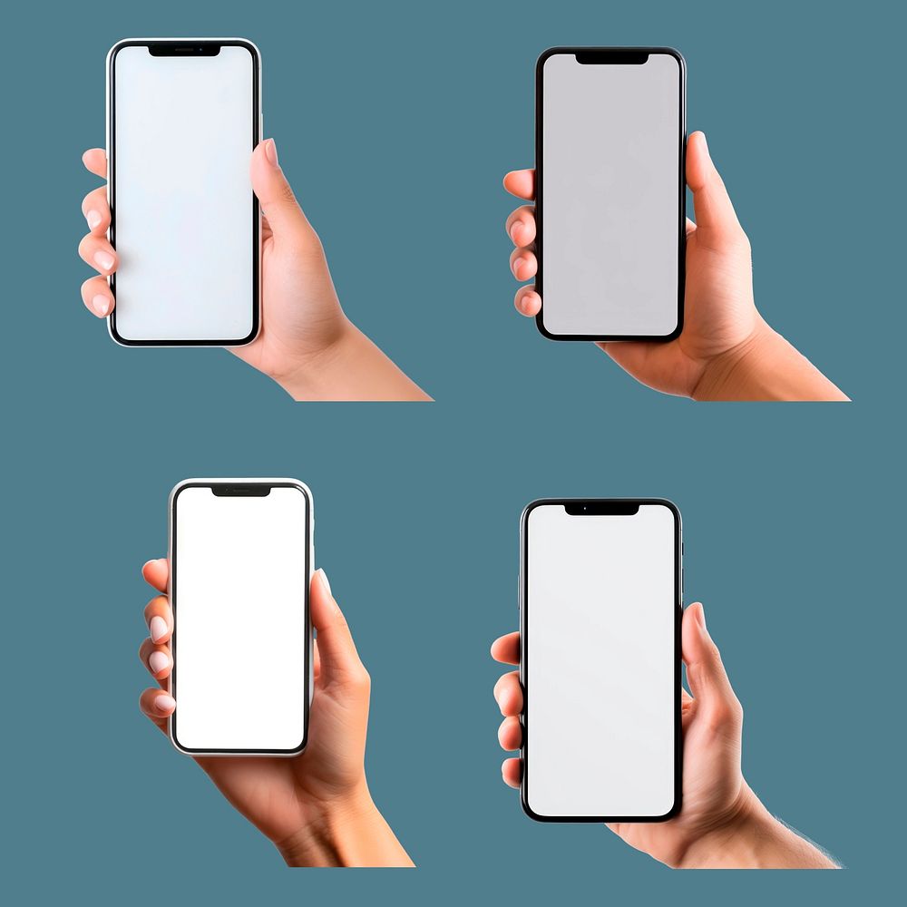 Smartphone hands holding screens set | Free PSD - rawpixel