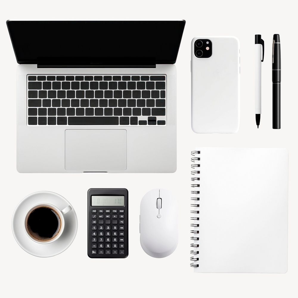 Minimalist office desk essentials set | Premium PSD - rawpixel