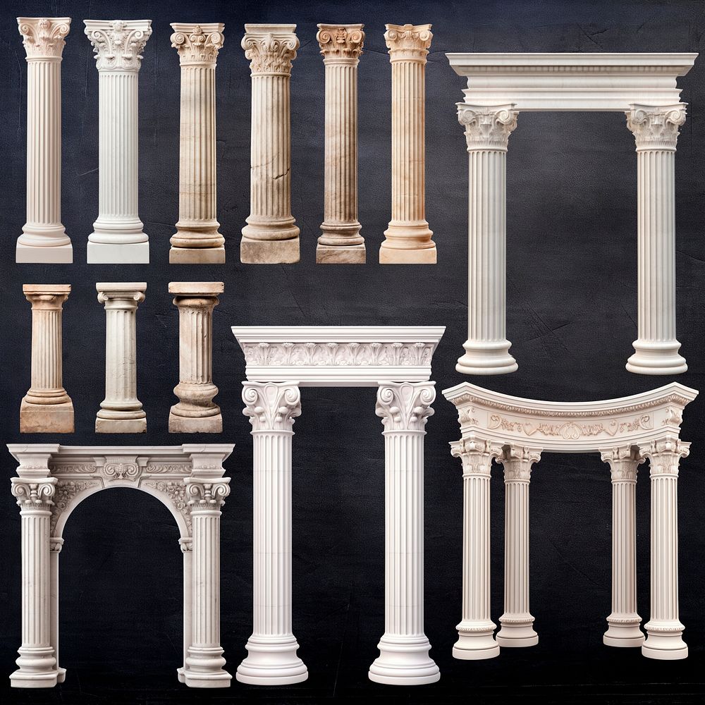 Classical architectural columns and arches | Free PSD - rawpixel