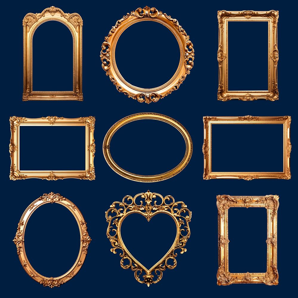 Elegant vintage gold frames set | Free PSD - rawpixel