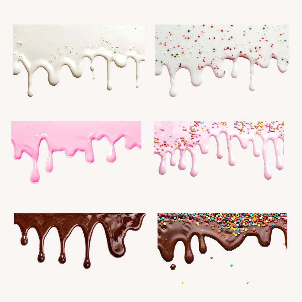 Colorful dripping icing patterns set | Free PSD - rawpixel