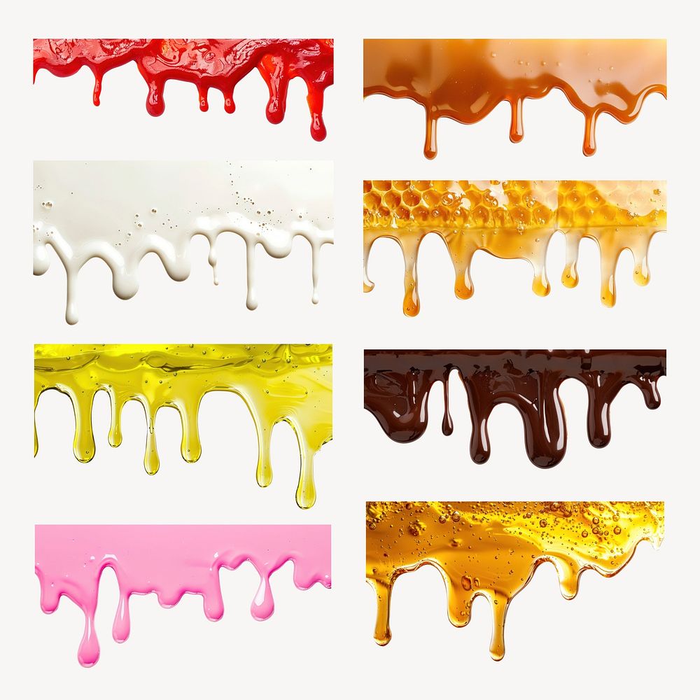 Colorful dripping liquid textures set | Free PSD - rawpixel