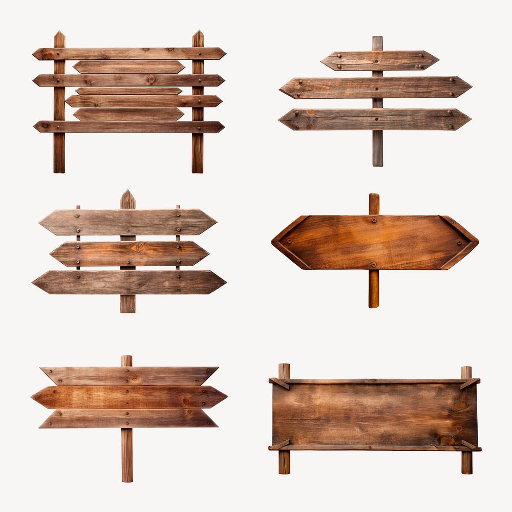 Rustic wooden directional signs set | Premium PSD - rawpixel