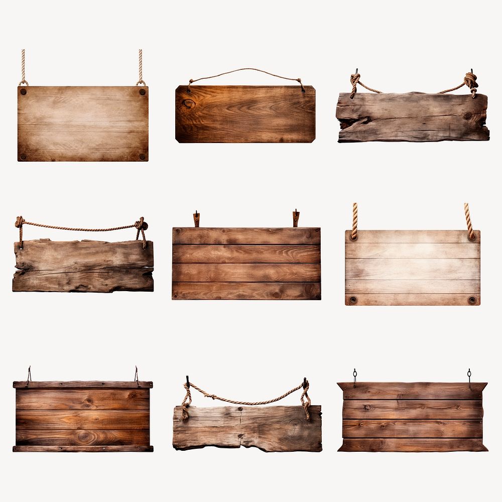 Rustic wooden signs set psd | Premium PSD - rawpixel