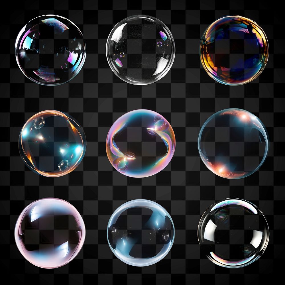 Colorful transparent soap bubbles set | Premium PSD - rawpixel