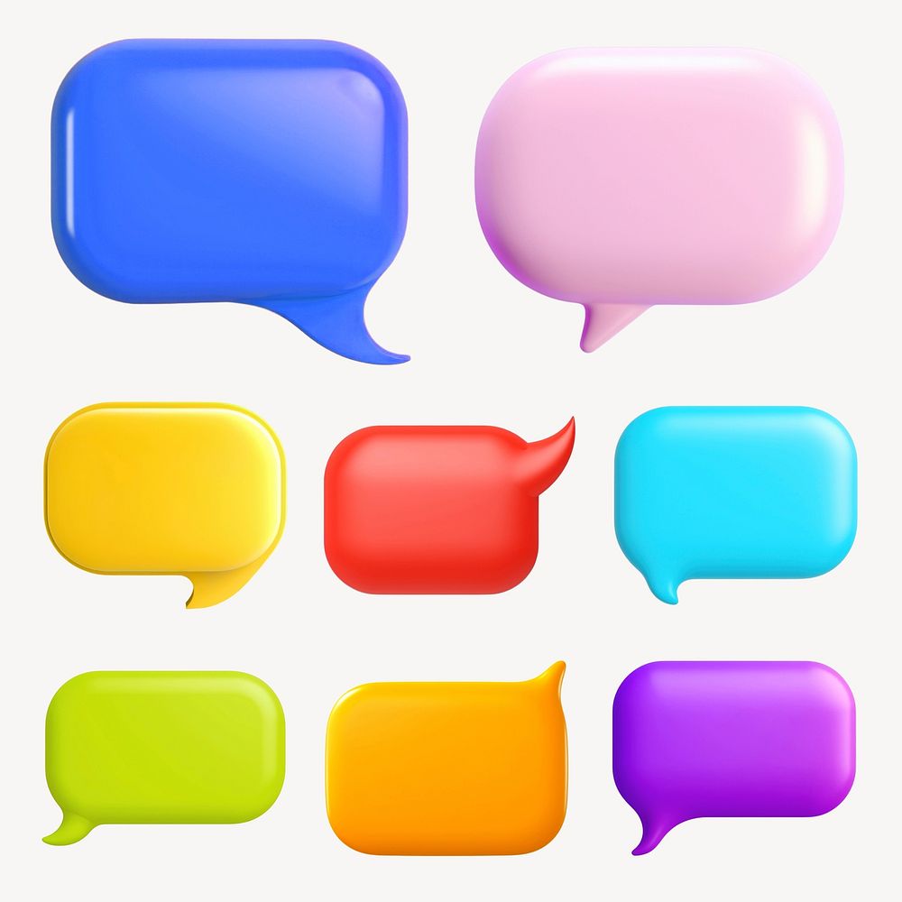Colorful 3D speech bubbles set | Premium PSD - rawpixel Colorful 3D speech bubbles set | Premium PSD - rawpixel