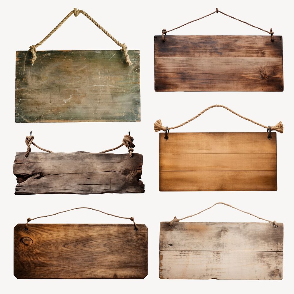 Rustic wooden hanging signs set | Premium PSD - rawpixel