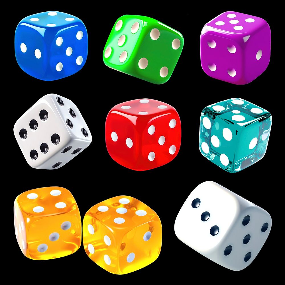Colorful dice set psd | Premium PSD - rawpixel