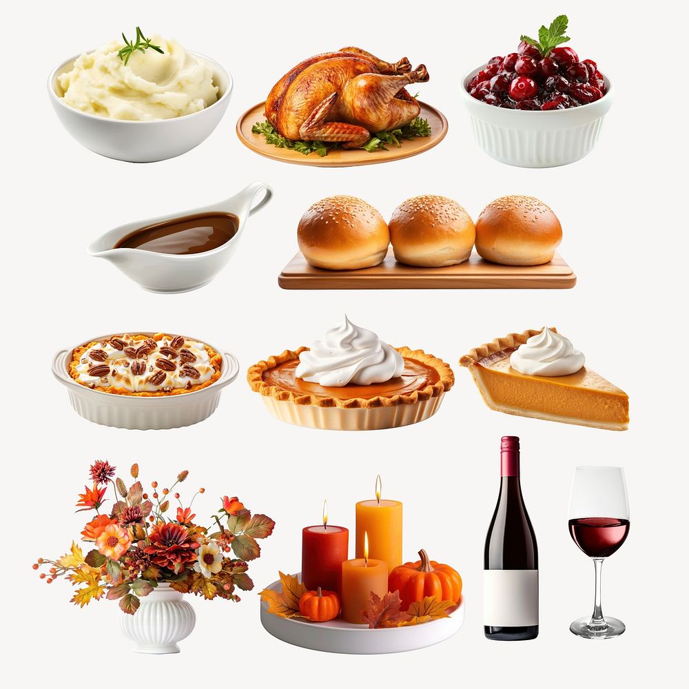 Thanksgiving feast food items set | Premium PSD - rawpixel