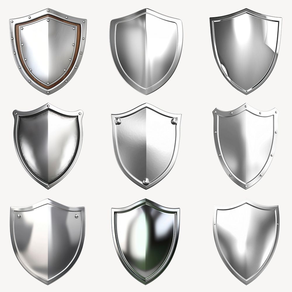 Metallic shields protection set psd | Premium PSD - rawpixel
