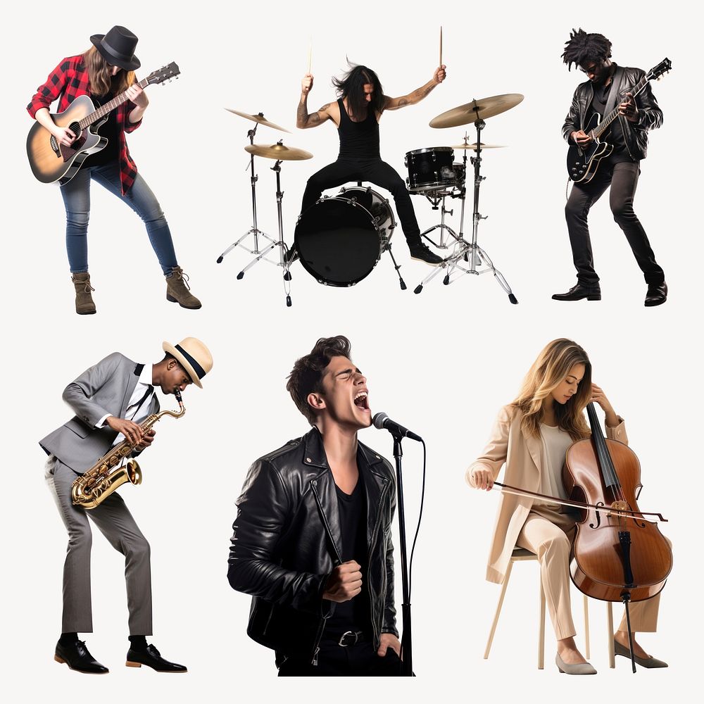 Diverse musical band performing passionately | Premium PSD - rawpixel