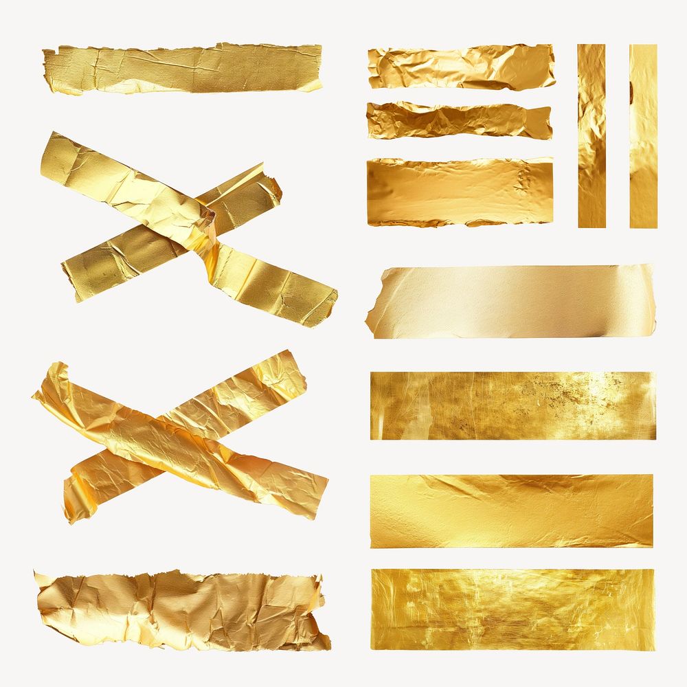 Gold foil tape strips set | Premium PSD - rawpixel