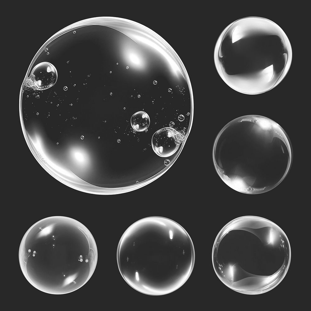 Transparent bubbles set psd | Premium PSD - rawpixel