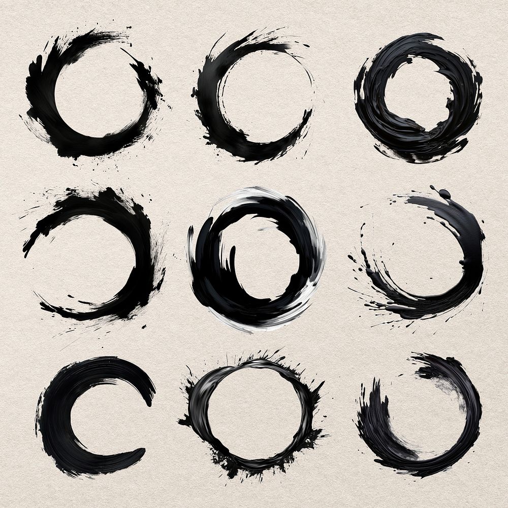 Abstract ink brush circle set | Premium PSD - rawpixel