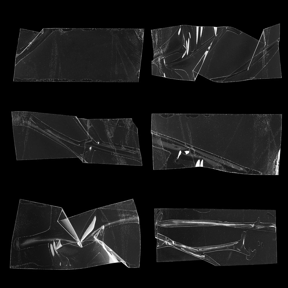 Crinkled transparent plastic sheets set | Premium PSD - rawpixel