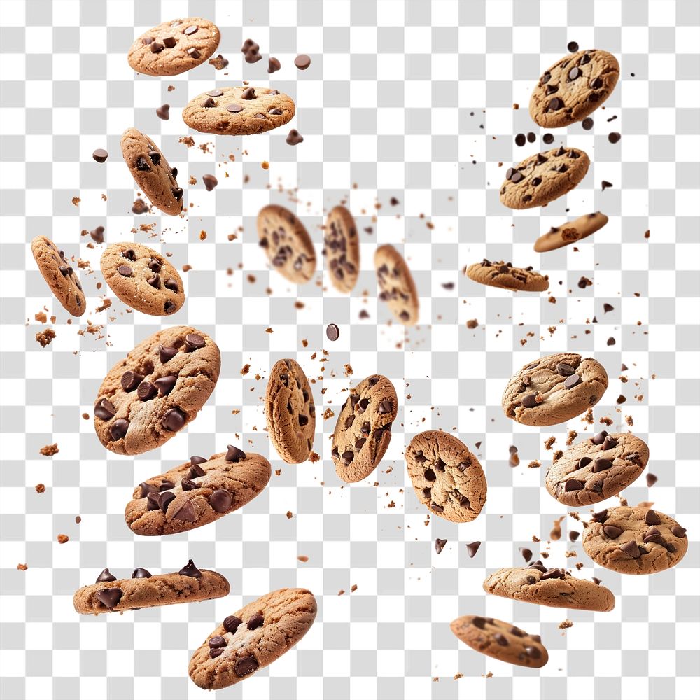 Floating chocolate chip cookies set | Premium PSD - rawpixel