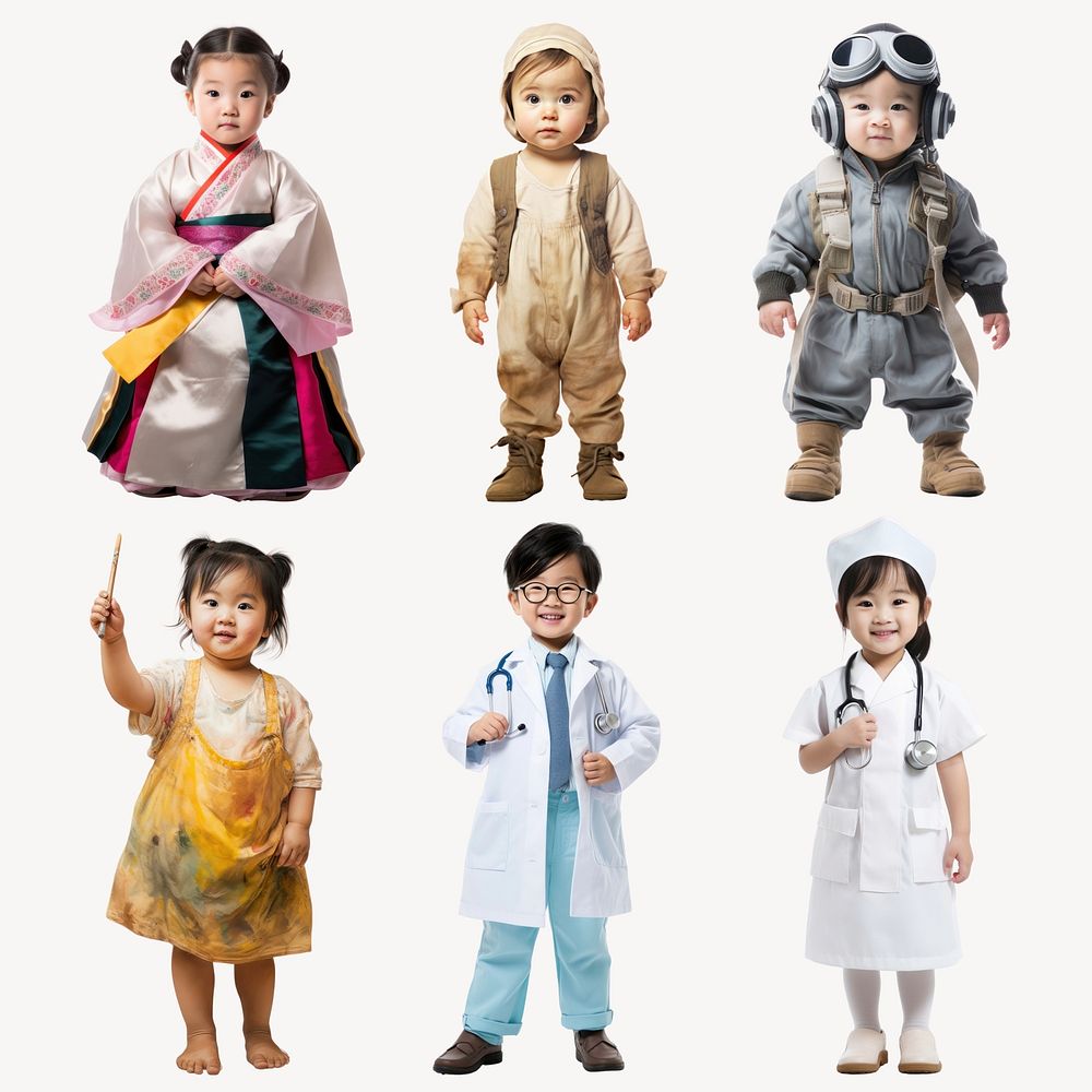 Children various professional costumes set | Premium PSD - rawpixel