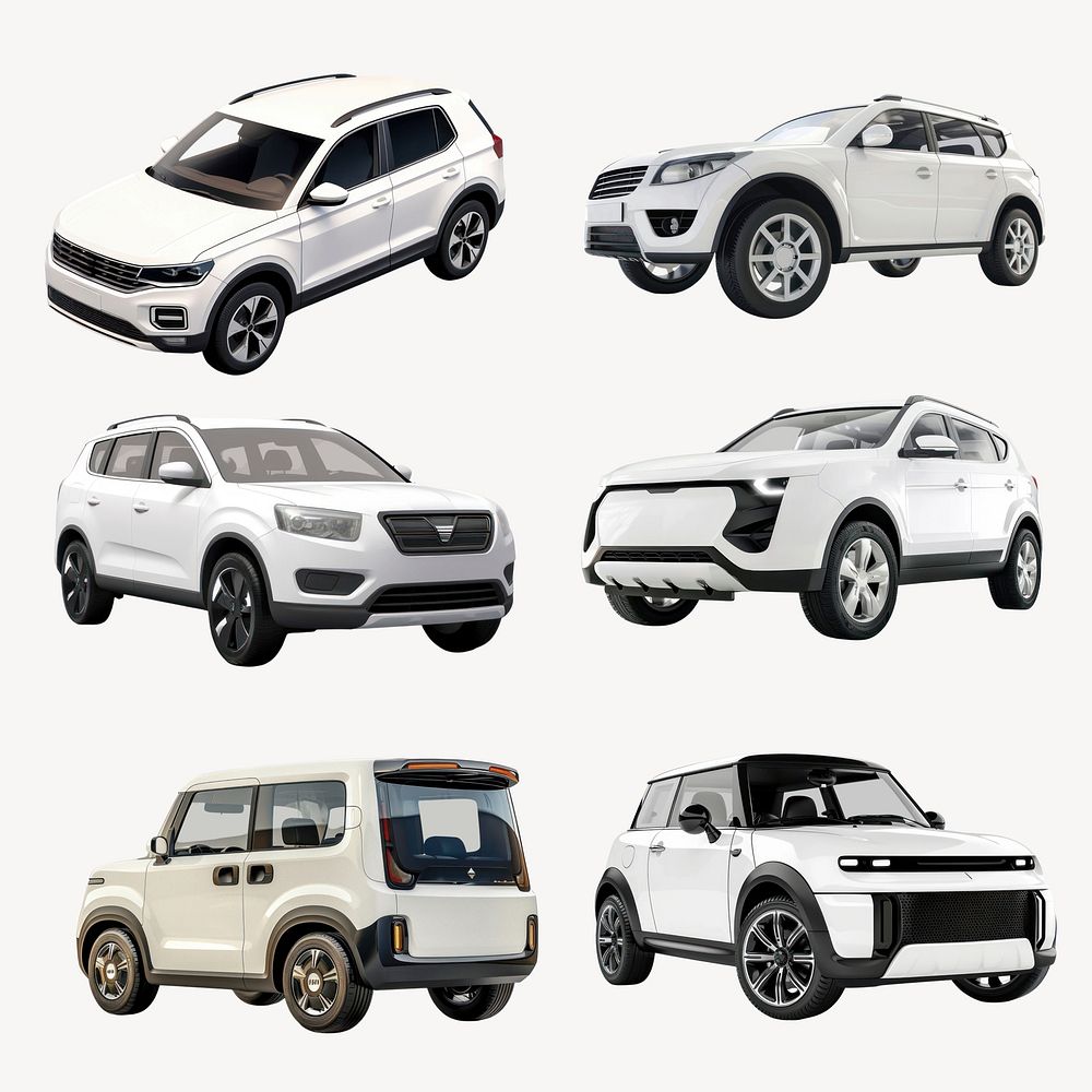 Modern white SUVs and cars | Premium PSD - rawpixel
