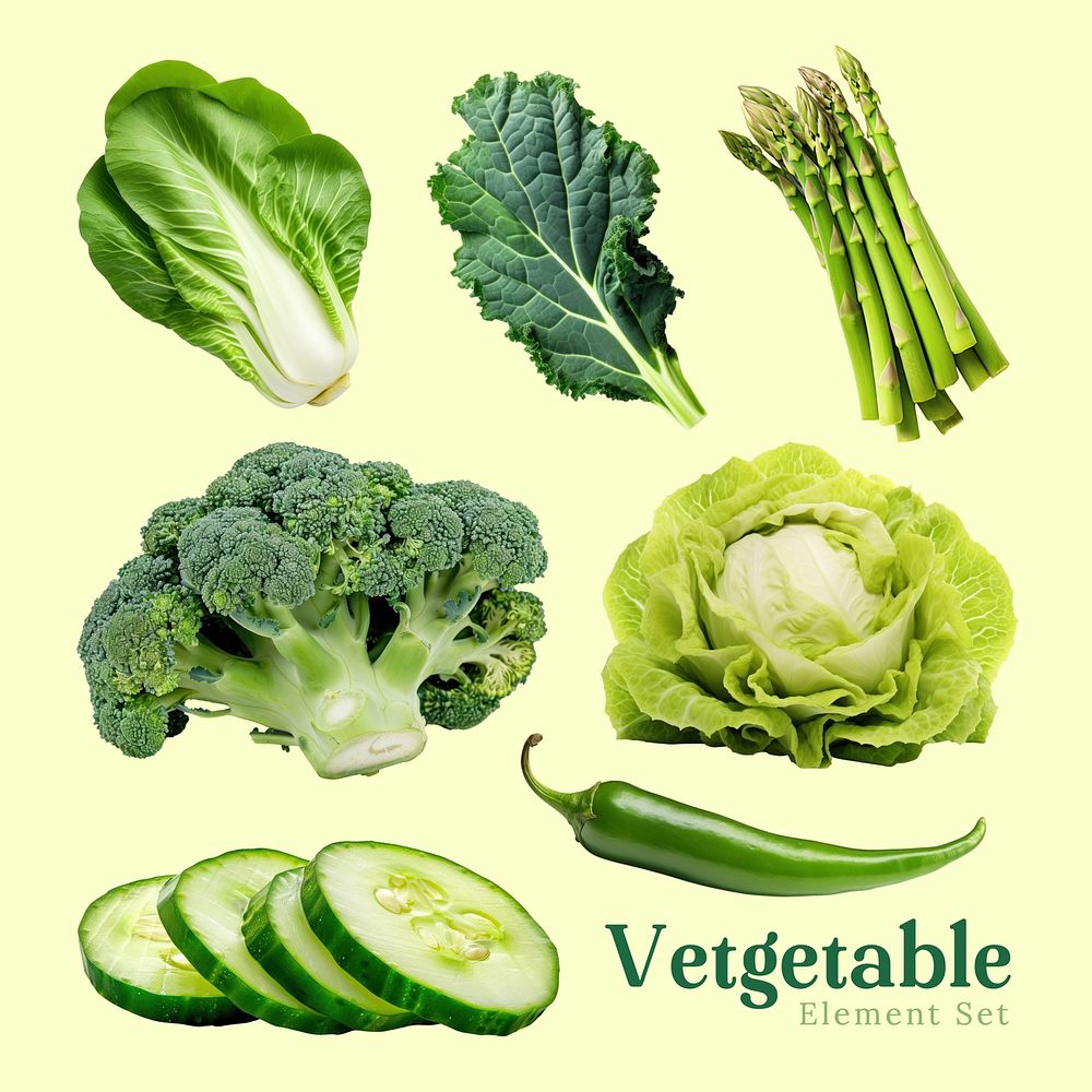 Fresh green vegetable assortment set | Premium PSD - rawpixel