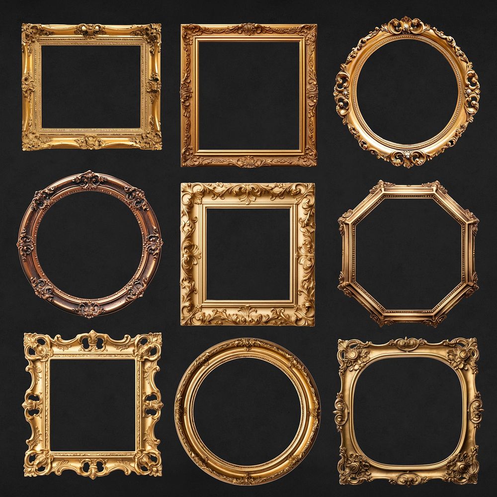 Elegant vintage gold picture frames | Premium PSD - rawpixel