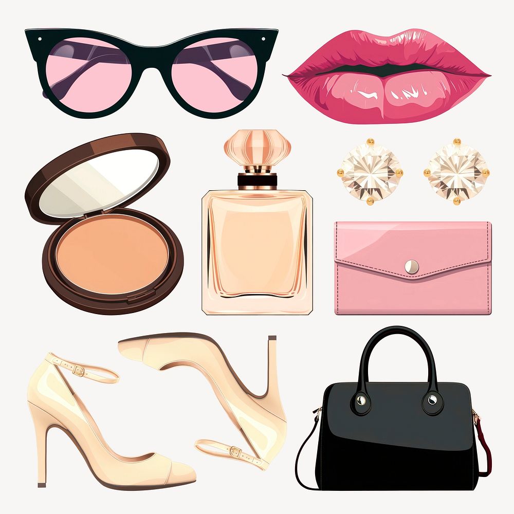 Chic fashion accessories set psd | Premium PSD - rawpixel