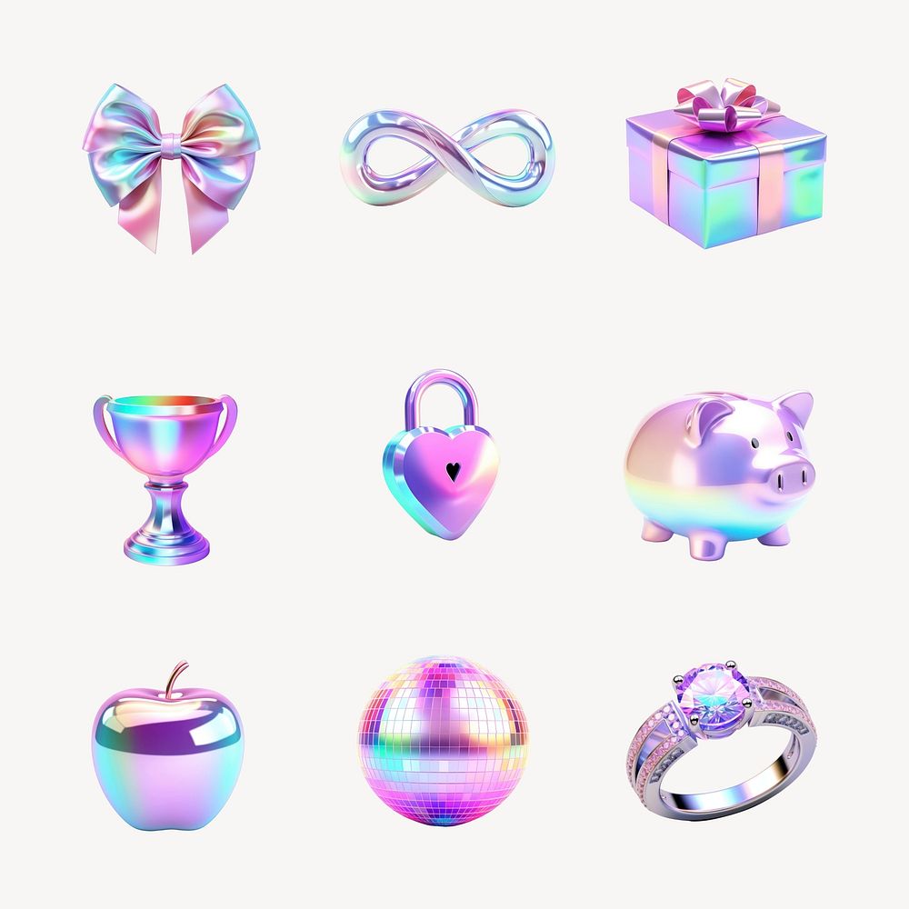 Holographic icons s set psd | Premium PSD - rawpixel
