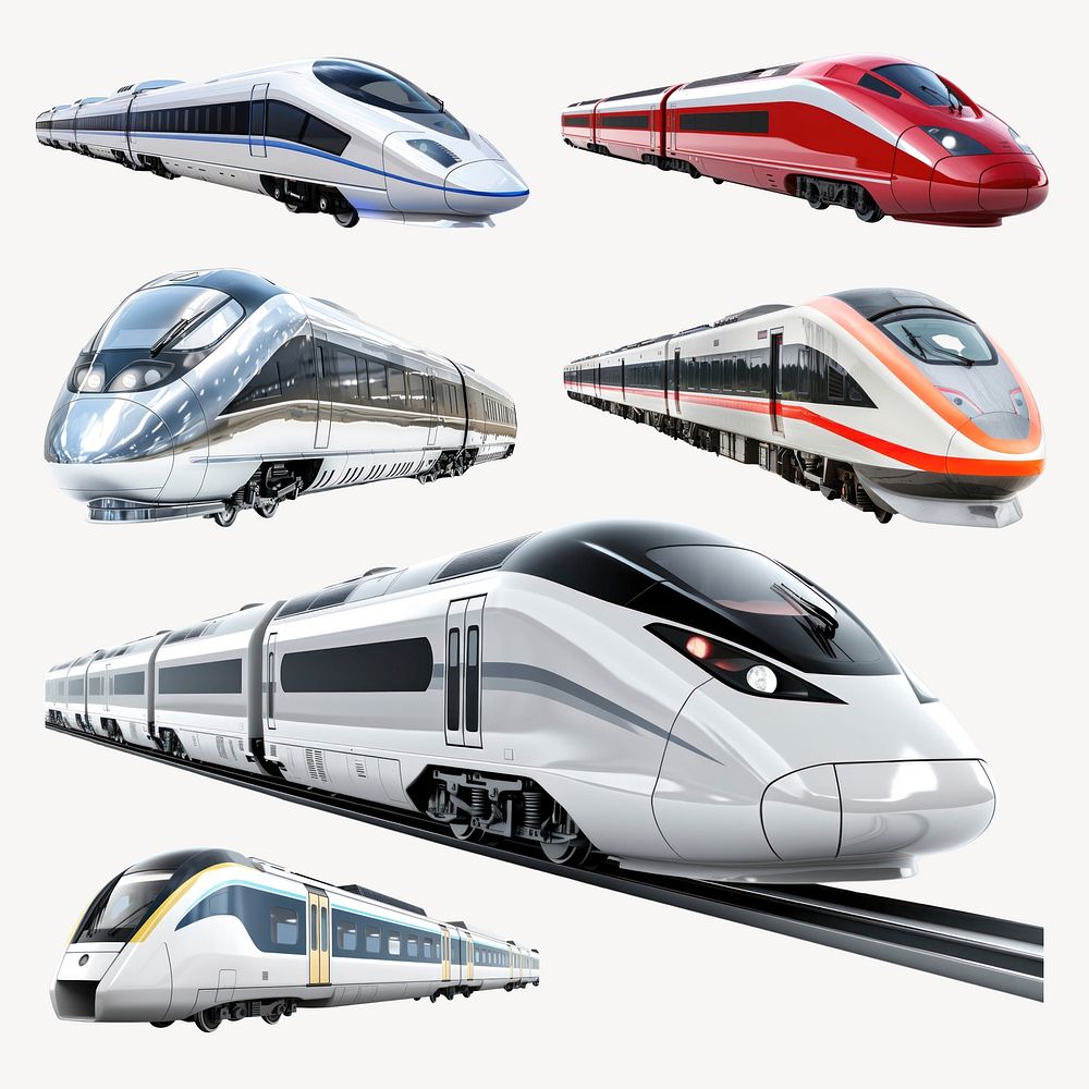Modern high-speed trains set psd | Premium PSD - rawpixel