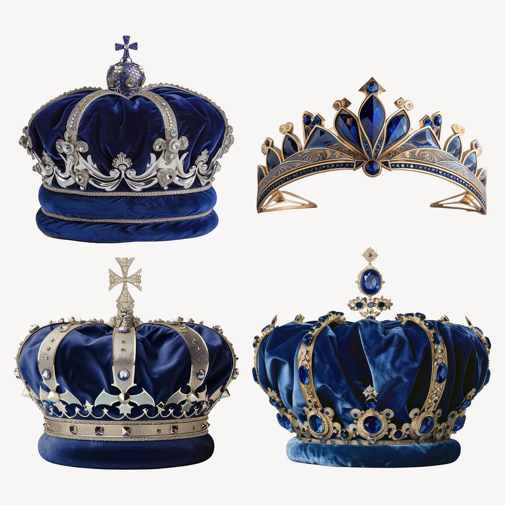 Royal blue crowns jewels set | Premium PSD - rawpixel