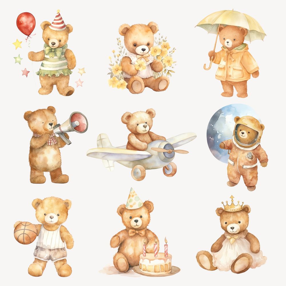 Adorable teddy bears costumes set | Premium PSD - rawpixel