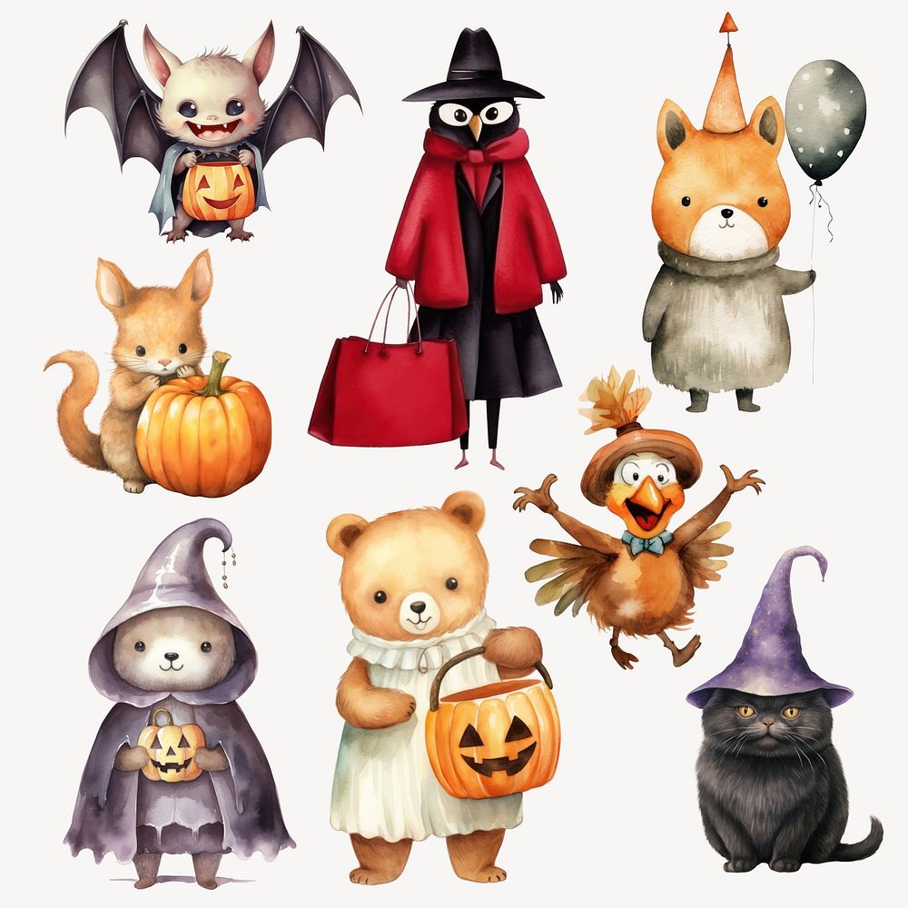 Cute Halloween animal costumes set | Premium PSD - rawpixel