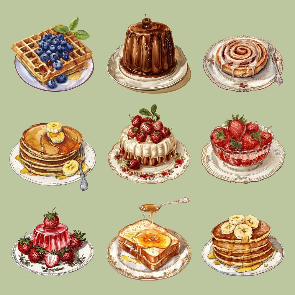 Delicious desserts and breakfast treats | Premium PSD - rawpixel