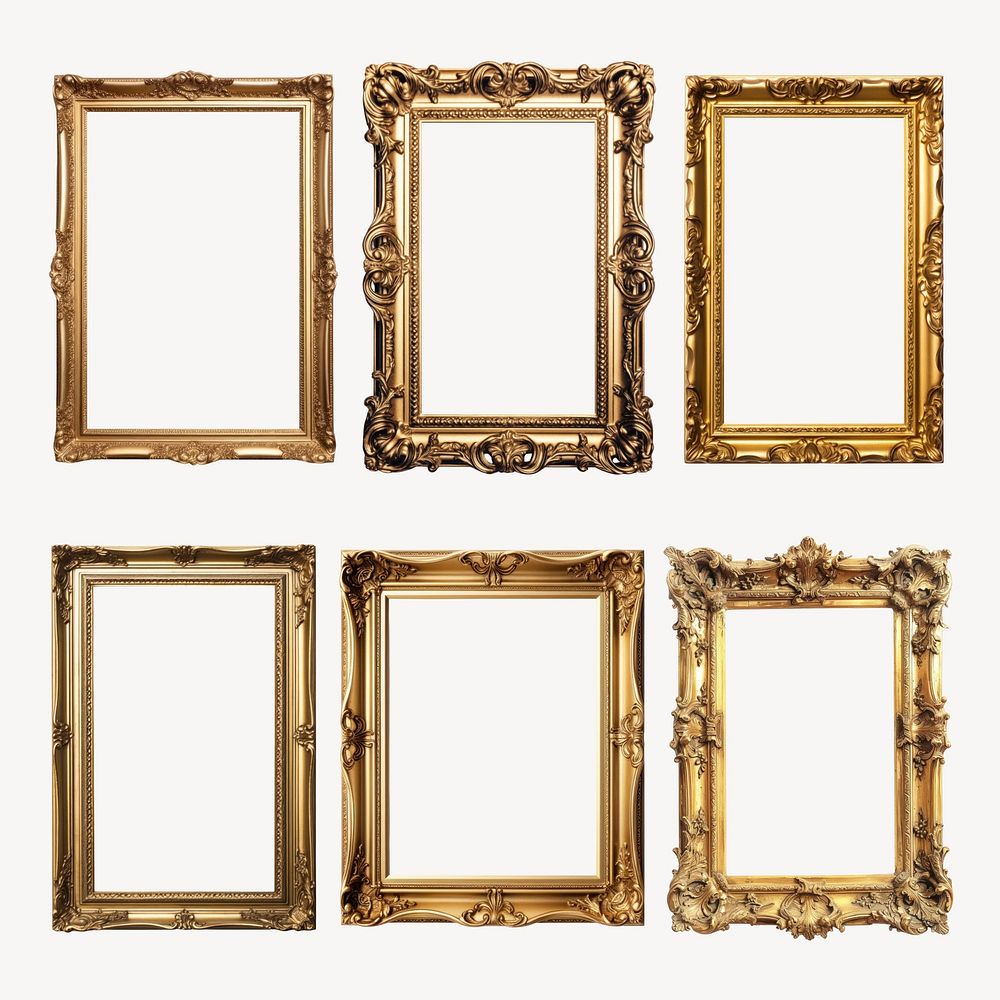 Elegant ornate golden picture frames | Premium PSD - rawpixel
