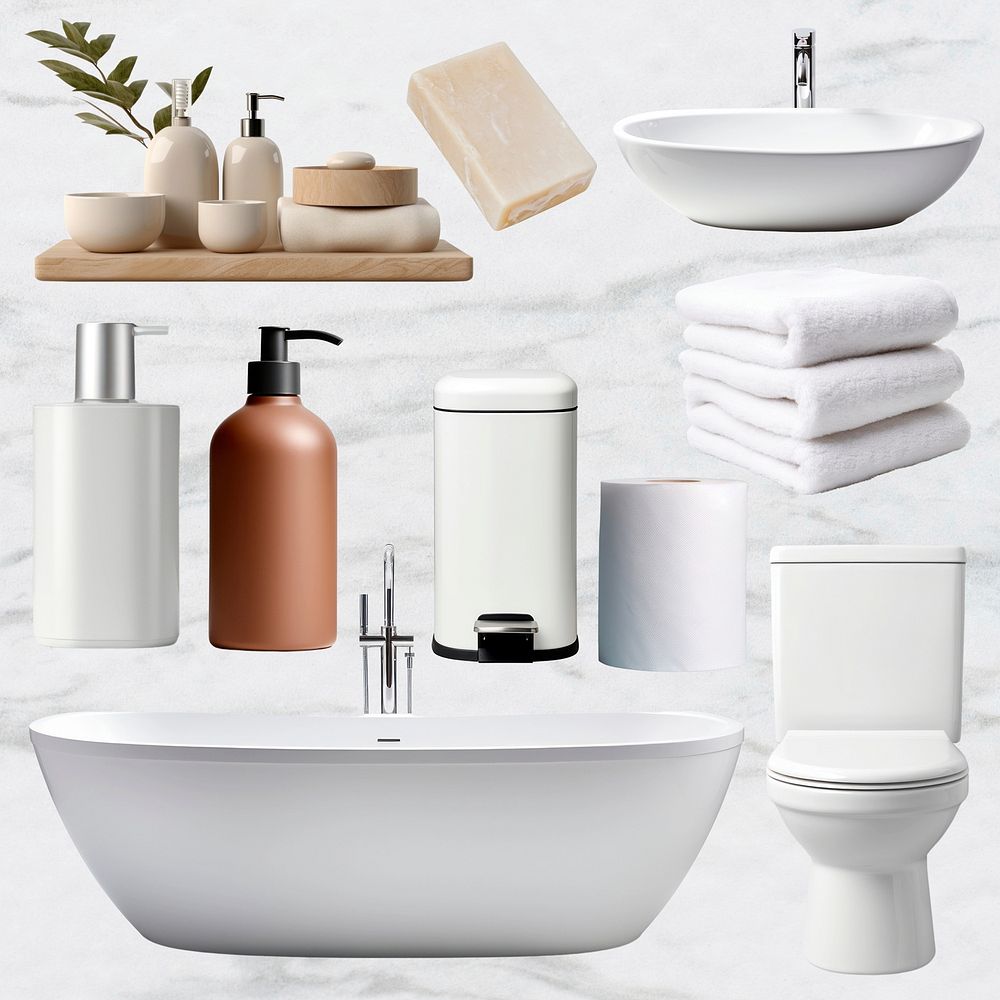 Modern bathroom essentials set psd | Premium PSD - rawpixel