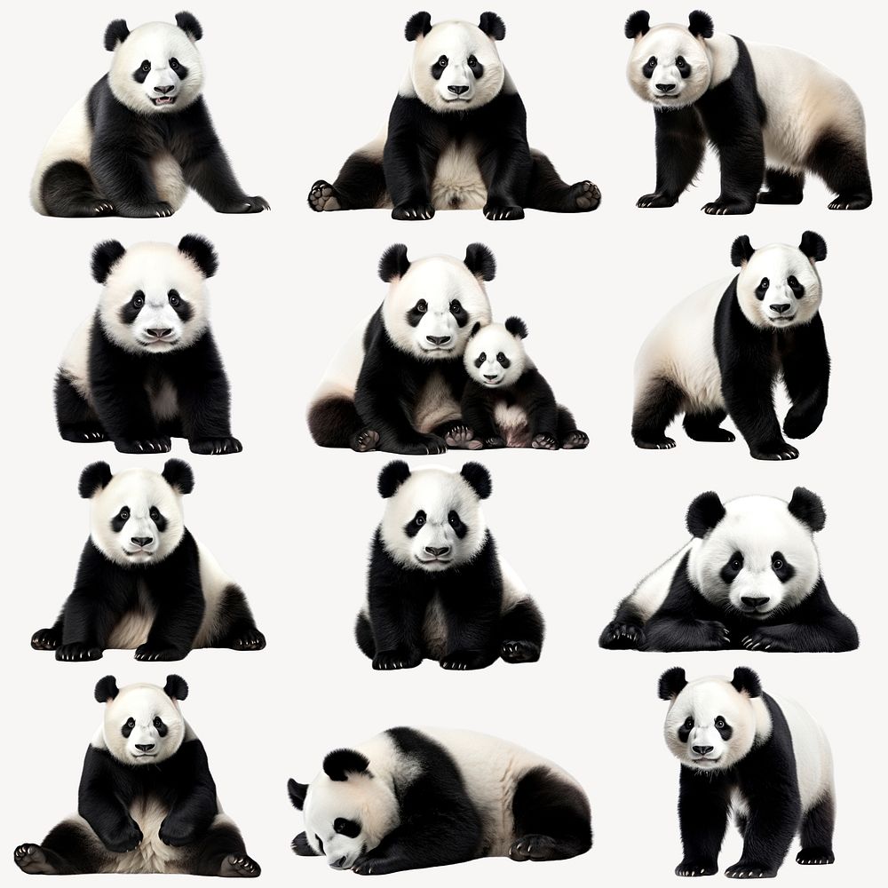 Adorable pandas various poses set | Premium PSD - rawpixel